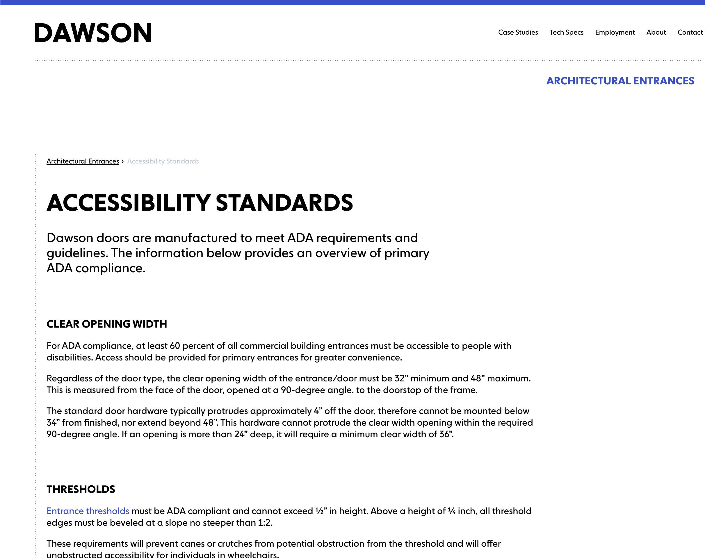 DAWSON Architectural Technical Specifications